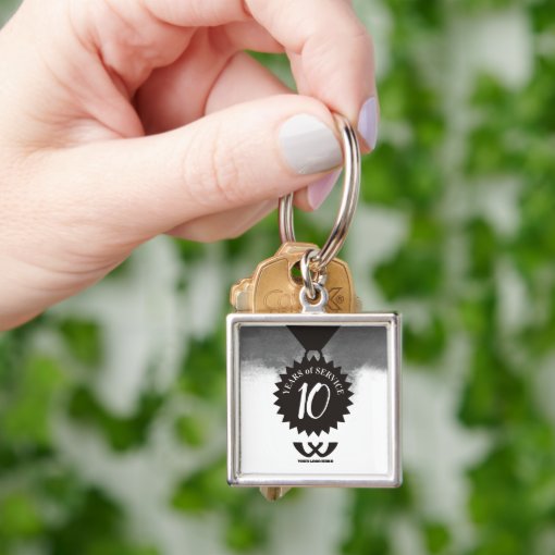 Watercolor 10 year employee anniversary keychain | Zazzle