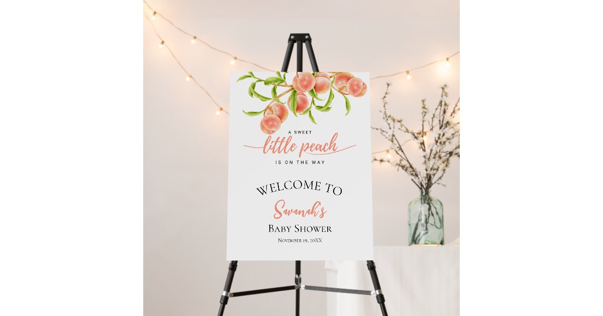 Watercolor A Sweet Little Peach Welcome Sign | Zazzle