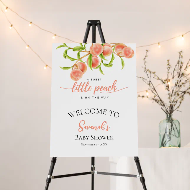 Watercolor A Sweet Little Peach Welcome Sign | Zazzle