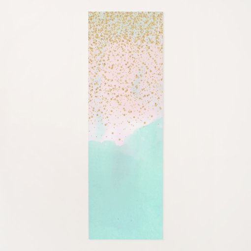 Watercolor abstract and golden confetti design yoga mat | Zazzle