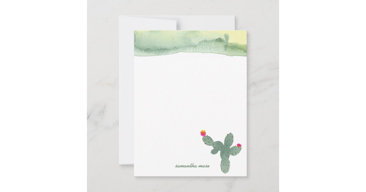 Watercolor Abstract Cactus Thank You Note Card | Zazzle