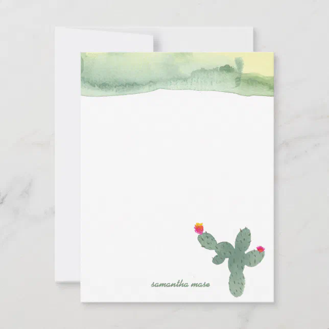 Watercolor Abstract Cactus Thank You Note Card | Zazzle