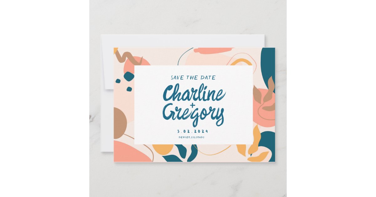 Watercolor Abstract Colorful Save the Date Invitation | Zazzle