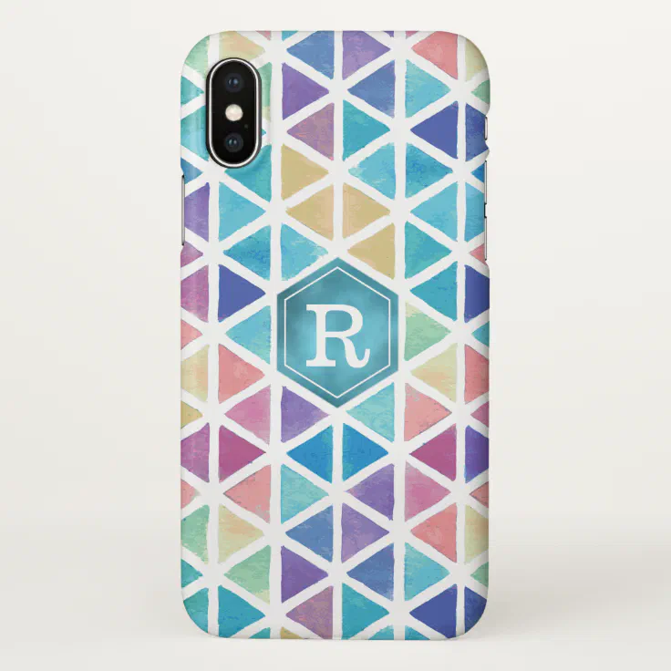 Watercolor Abstract Geometric (Coral Reef Tones) iPhone Case | Zazzle