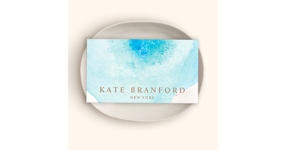 Watercolor Abstract in Turquoise Blue Business Card | Zazzle