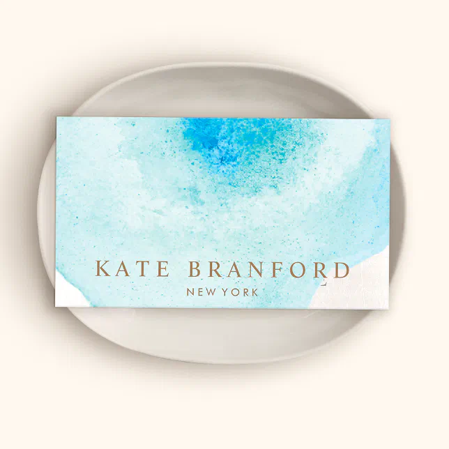 Watercolor Abstract in Turquoise Blue Business Card | Zazzle