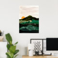 Watercolor abstract mountain landscape. Sunset art Poster | Zazzle