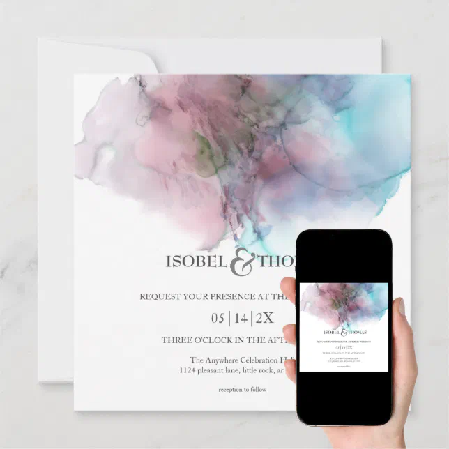 Watercolor Abstract | Paint Splash Wedding Invitation | Zazzle