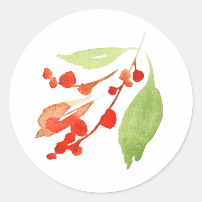 Watercolor Abstract Splash of Holly Sticker | Zazzle.com