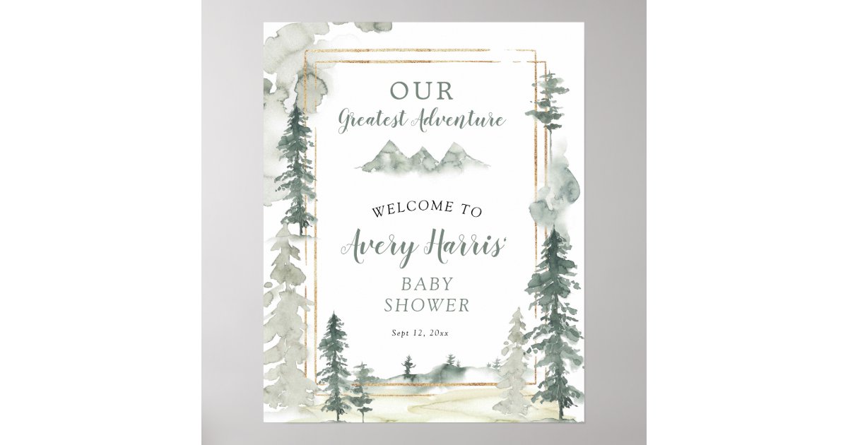 Watercolor Adventure Forest Pine Tree Welcome Sign | Zazzle