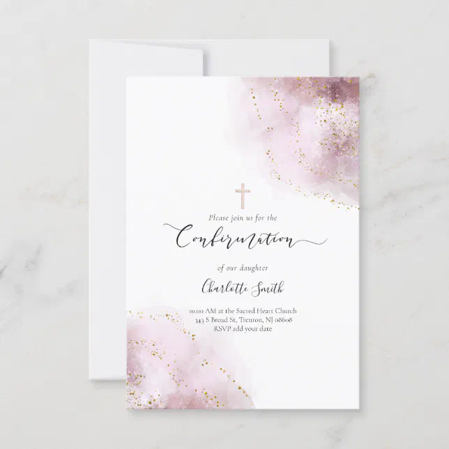 watercolor agate Confirmation Invitation | Zazzle