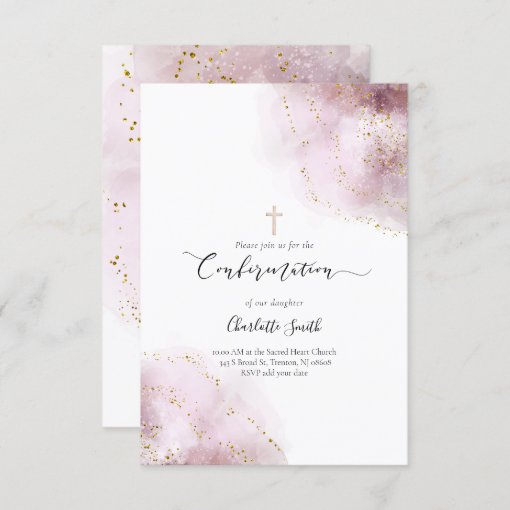 watercolor agate Confirmation Invitation | Zazzle