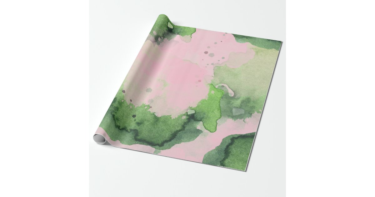 Watercolor AKA Pink Green Sorority Wrapping Paper | Zazzle