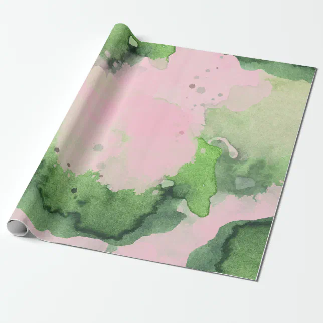 Watercolor AKA Pink Green Sorority Wrapping Paper | Zazzle