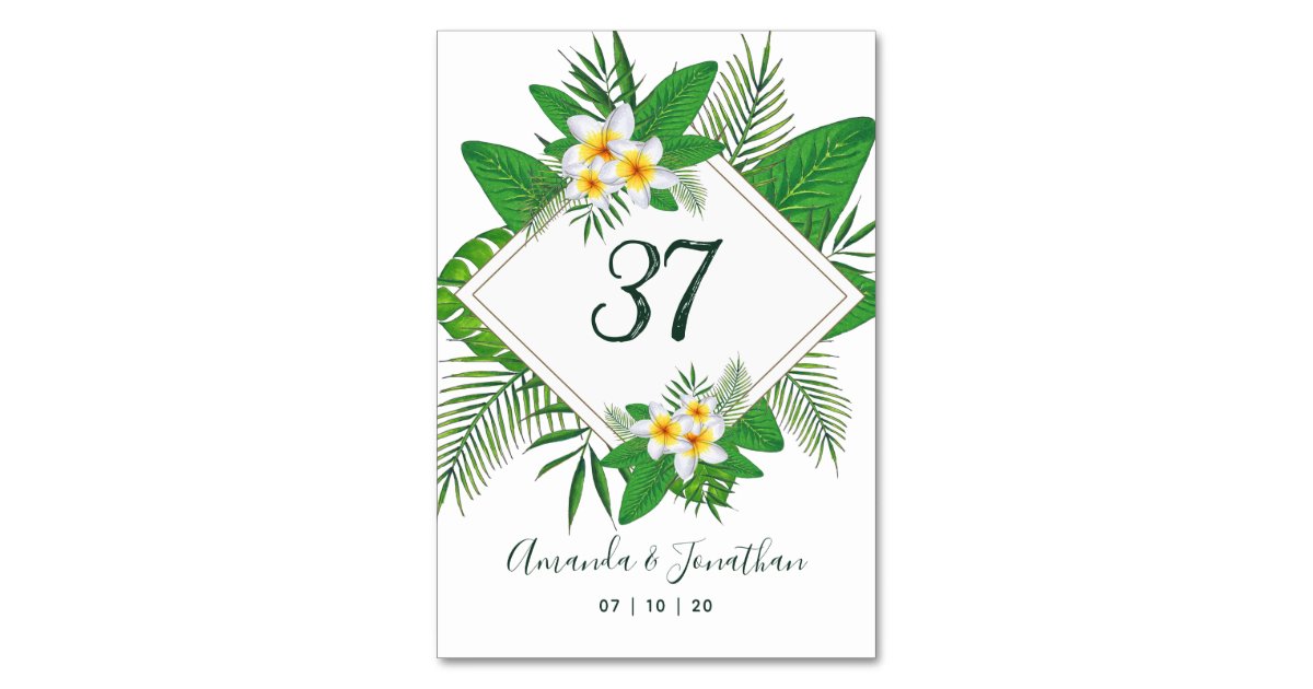 Watercolor Aloha Beach Wedding Table Number | Zazzle