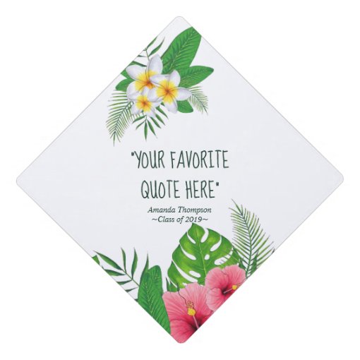 Watercolor Aloha Luau personalized Graduation Cap Topper | Zazzle