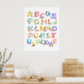 Watercolor Alphabet Animals Poster | Zazzle