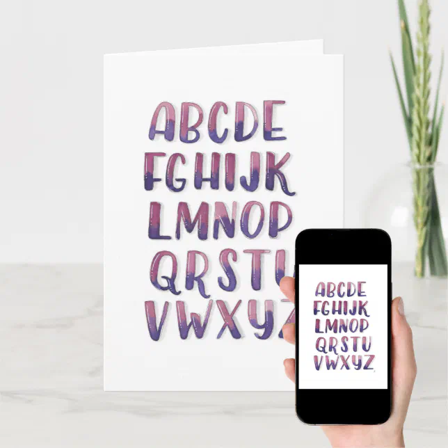 Watercolor Alphabet Card | Zazzle
