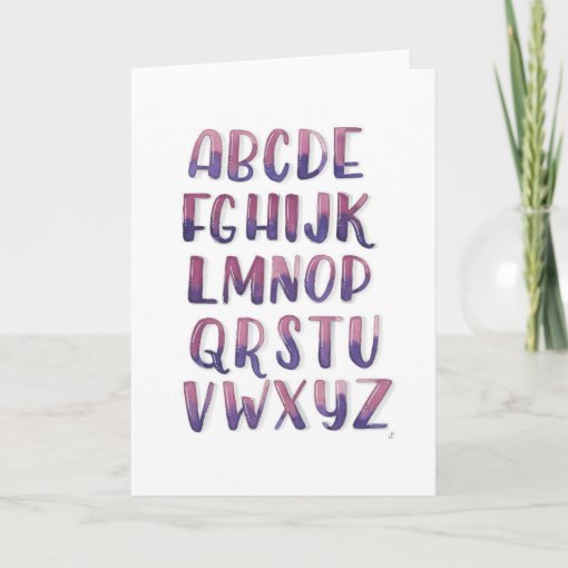 Watercolor Alphabet Card | Zazzle
