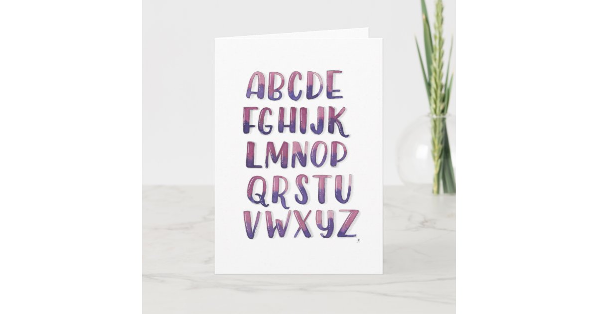 Watercolor Alphabet Card | Zazzle