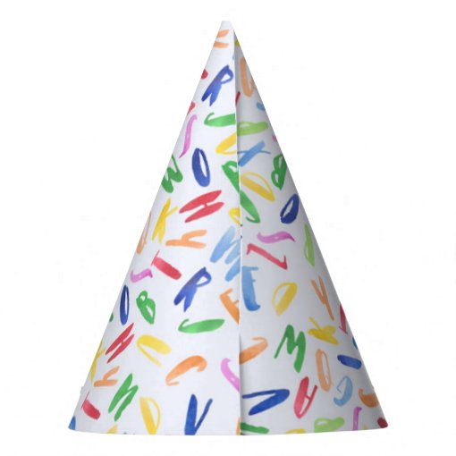 Watercolor alphabet custom kids birthday party hat | Zazzle