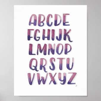 Watercolor Alphabet Poster | Zazzle