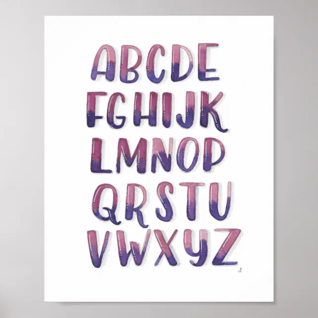 Watercolor Alphabet Poster | Zazzle