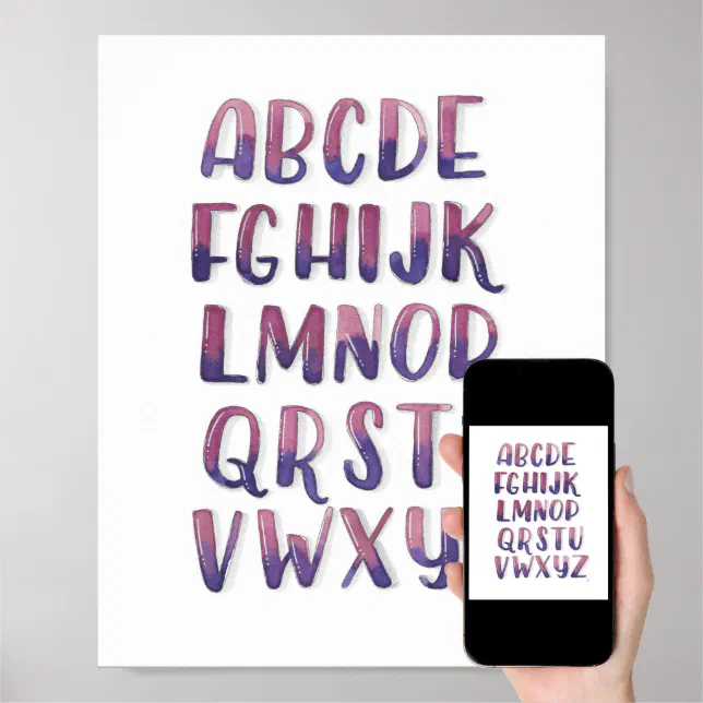 Watercolor Alphabet Poster | Zazzle