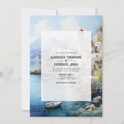 Watercolor Amalfi Coast Italy Destination Wedding Invitation | Zazzle