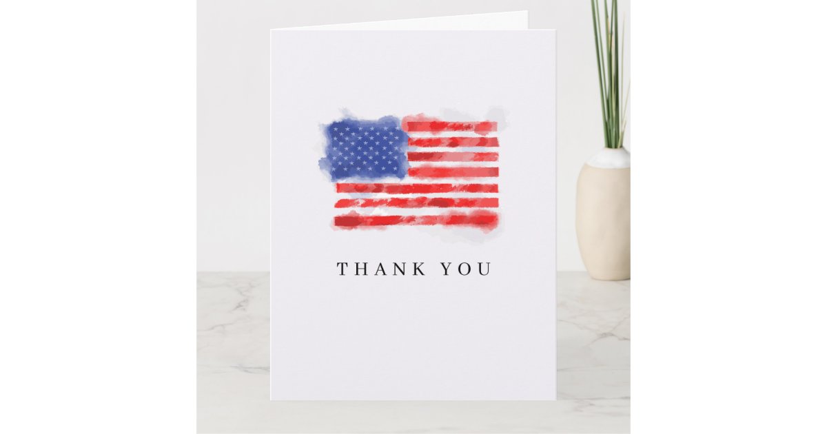 Watercolor American Flag Thank You Cards | Zazzle