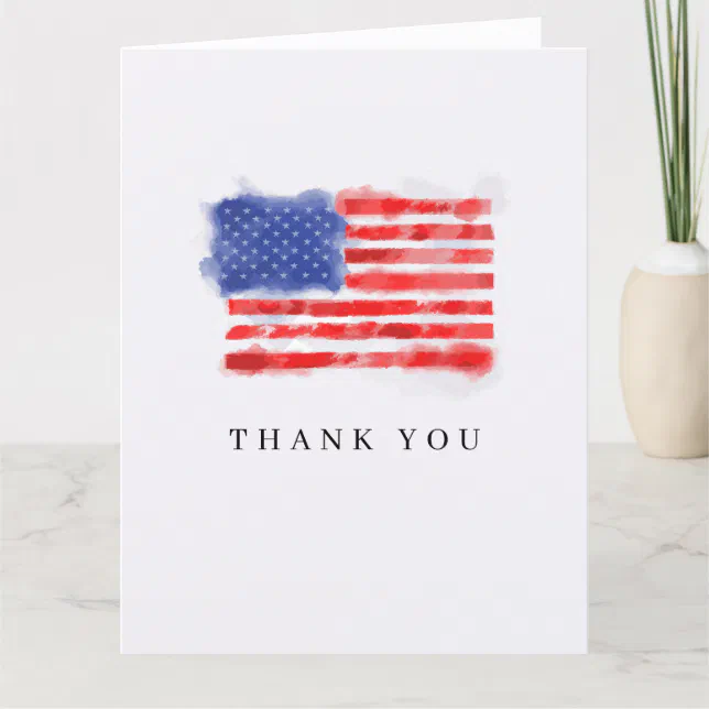 Watercolor American Flag Thank You Cards | Zazzle