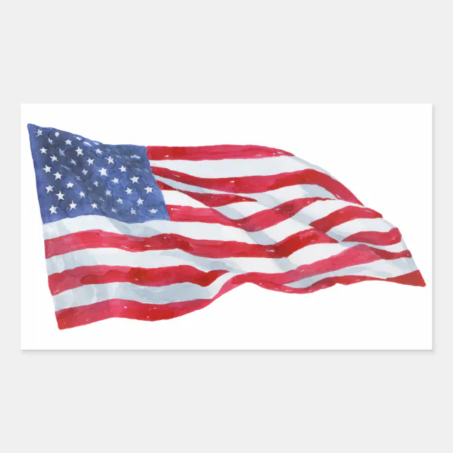 Watercolor American Flag Waving Sticker | Zazzle