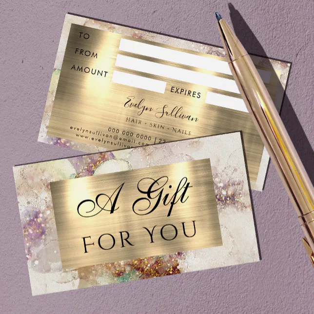 Watercolor and Gold Foil Gift Card | Zazzle