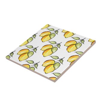 Watercolor and Ink Lemons Pattern Ceramic Tile | Zazzle