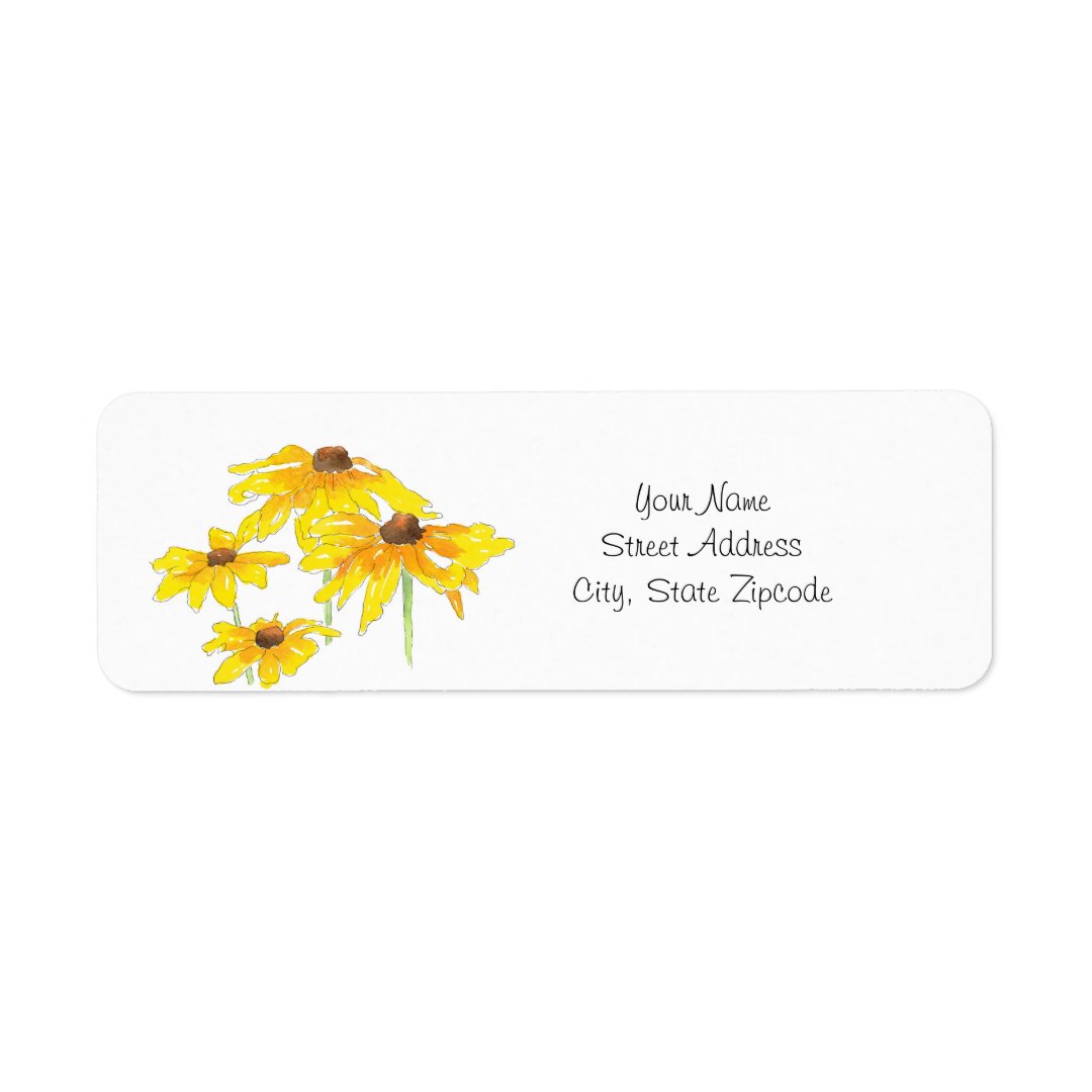 Watercolor and Pen Black Eyed Susan Label | Zazzle