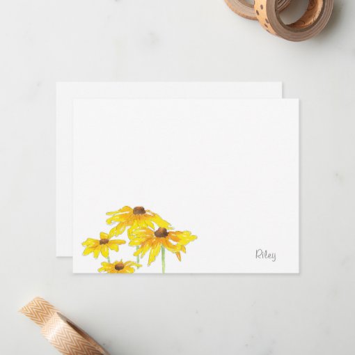 Watercolor and Pen Black Eyed Susan Note Card | Zazzle