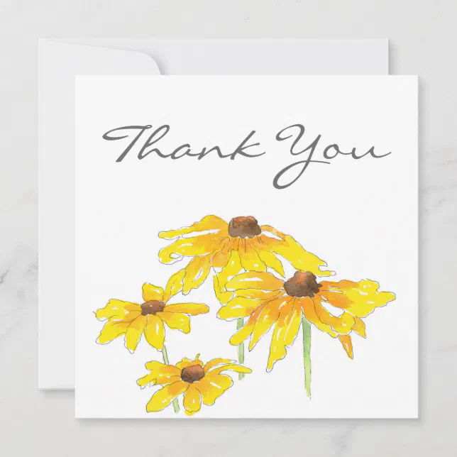 Watercolor and Pen Black Eyed Susan Thank You Card | Zazzle