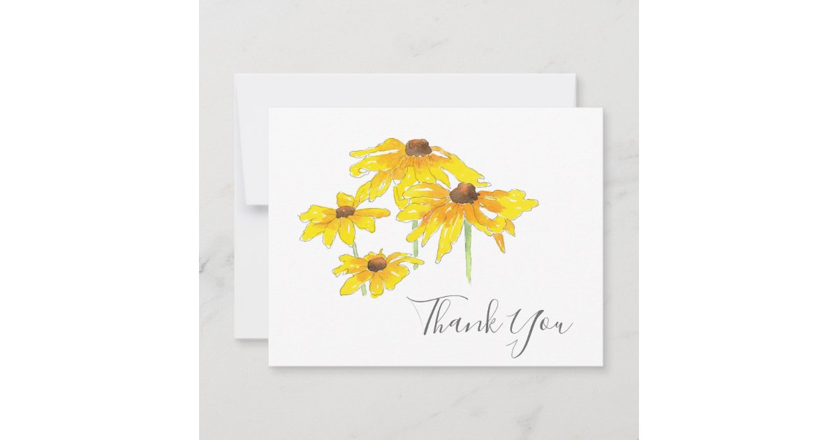 Watercolor and Pen Black Eyed Susan Thank You Card | Zazzle