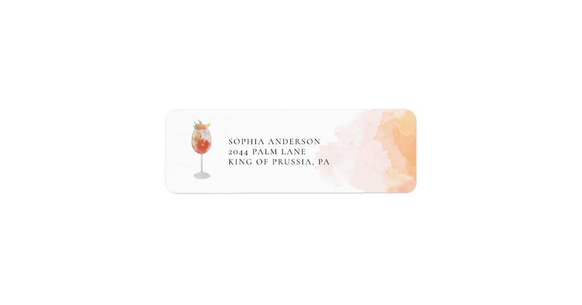 Watercolor Aperol Spritz Orange Cocktail Label | Zazzle