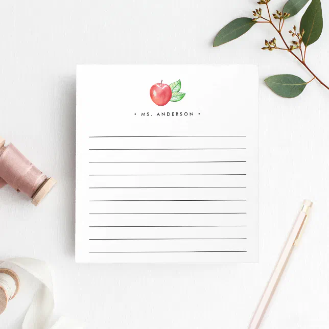 Watercolor Apple | Lined Notepad | Zazzle