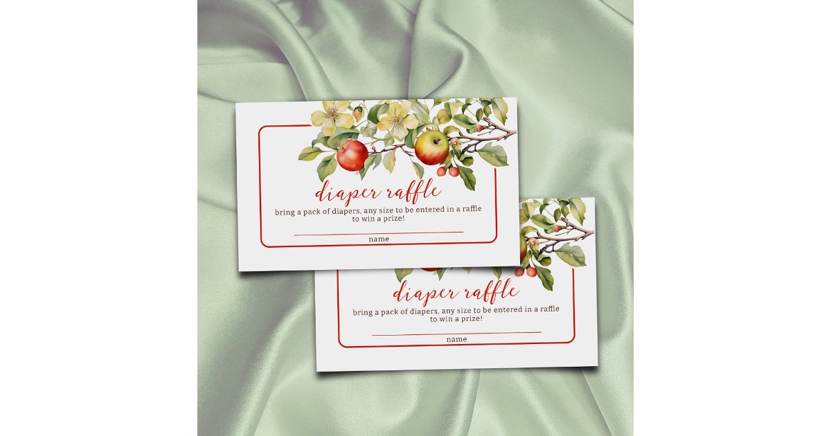 Watercolor Apple of Our Eye Fall Diaper Raffle Enclosure Card | Zazzle