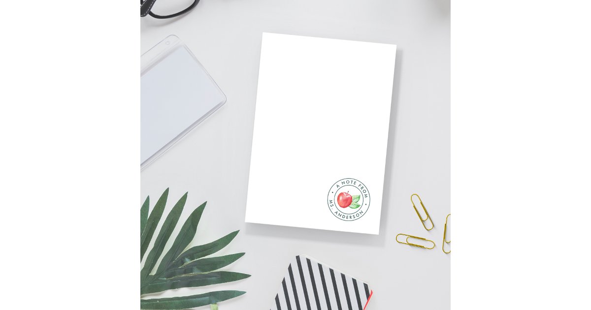Watercolor Apple Personalized Teacher Post-it Notes | Zazzle