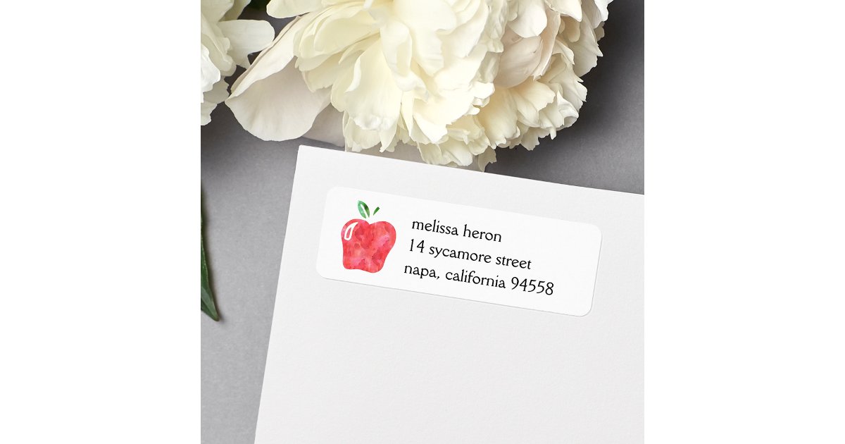Watercolor Apple Return Address Labels | Zazzle
