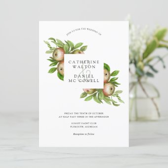 Watercolor apples wedding invitation | Zazzle