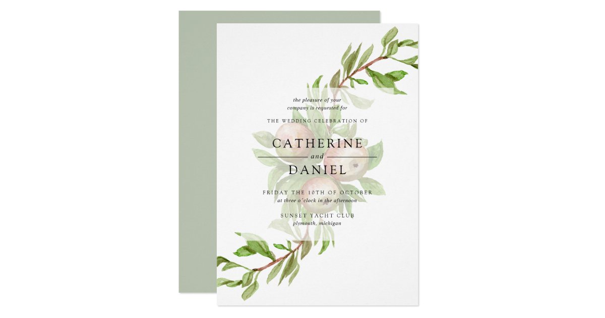 Watercolor apples wedding invitation | Zazzle.com