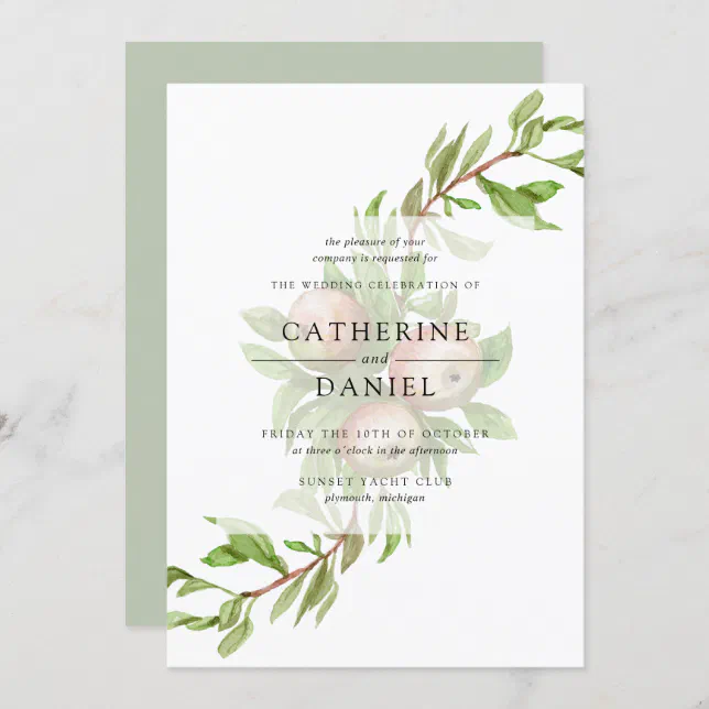 Watercolor apples wedding invitation | Zazzle