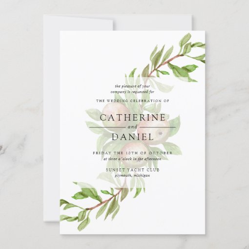 Watercolor apples wedding invitation | Zazzle