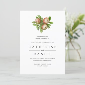 Watercolor apples wedding invitation | Zazzle