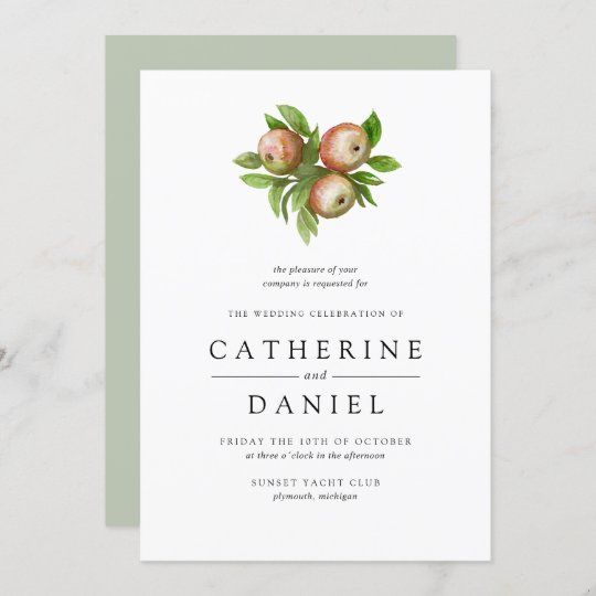 Watercolor apples wedding invitation | Zazzle.com