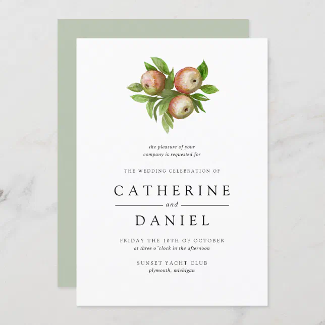 Watercolor apples wedding invitation | Zazzle